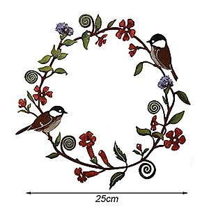 Shuliang Welcome Sign Wreath for Front Door,Creative Birds Flower Garland Hanging Pendant Ornaments Decoration,Acrylic Handicraft Gifts for Home Garden Yard Decor,25cm