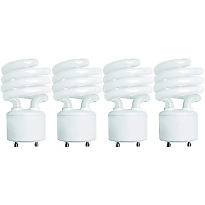 KOR (4 Pack) 13 Watt Mini Spiral - GU24 Base - (60W Equivalent) - T2 Mini-Twist - CFL Light Bulb (Warm White (2700K), CFL)