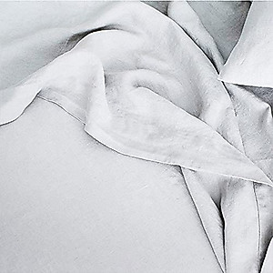 Merryfeel Linen Sheet Set Queen, Luxurious 100% French Linen Bed Sheets Deep Pocket Sheets, 4 Pieces Breathable Bedding Set, Washed French Linen Sheet- Grey