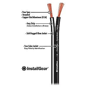 InstallGear 14 Gauge AWG 30ft Speaker Wire Cable - Black (Great Use for Car Speakers Stereos, Home Theater Speakers, Surround Sound, Radio)