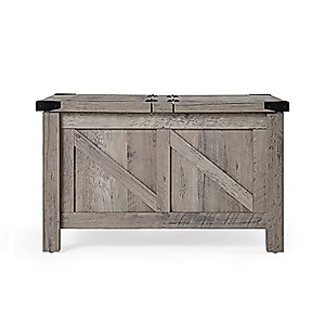 WAMPAT Square Coffee Table, Rustic Farmhouse Center Table with Lift Top and Storage for Living Room, 30"x 30", Wash Grey