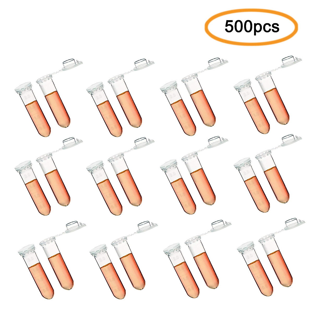 ULAB Scientific Autoclavable Microcentrifuge Tubes 2ml with Hinged Lid, Falcon Tube, Frosted Writing Area, Polypropylene Graduated, Pack of 500, UCT1004