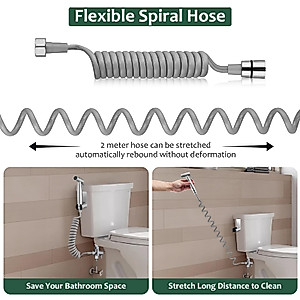 JiGiU Bidet Sprayer for Toilet Handheld Bidet Sprayer Set Stainless Steel Spray Gun and Shower Sprayer Shattaf Toilet Attachment with Hose Easy to Install for Feminine, Baby Cloth, Diaper, Pet or Car