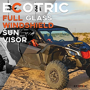 ECOTRIC Full Glass Windshield + Sun Visor Compatible With 2017 2018 2019 2020 2021 2022 2023 Can Am X3 Maverick all models, Tough & Durability