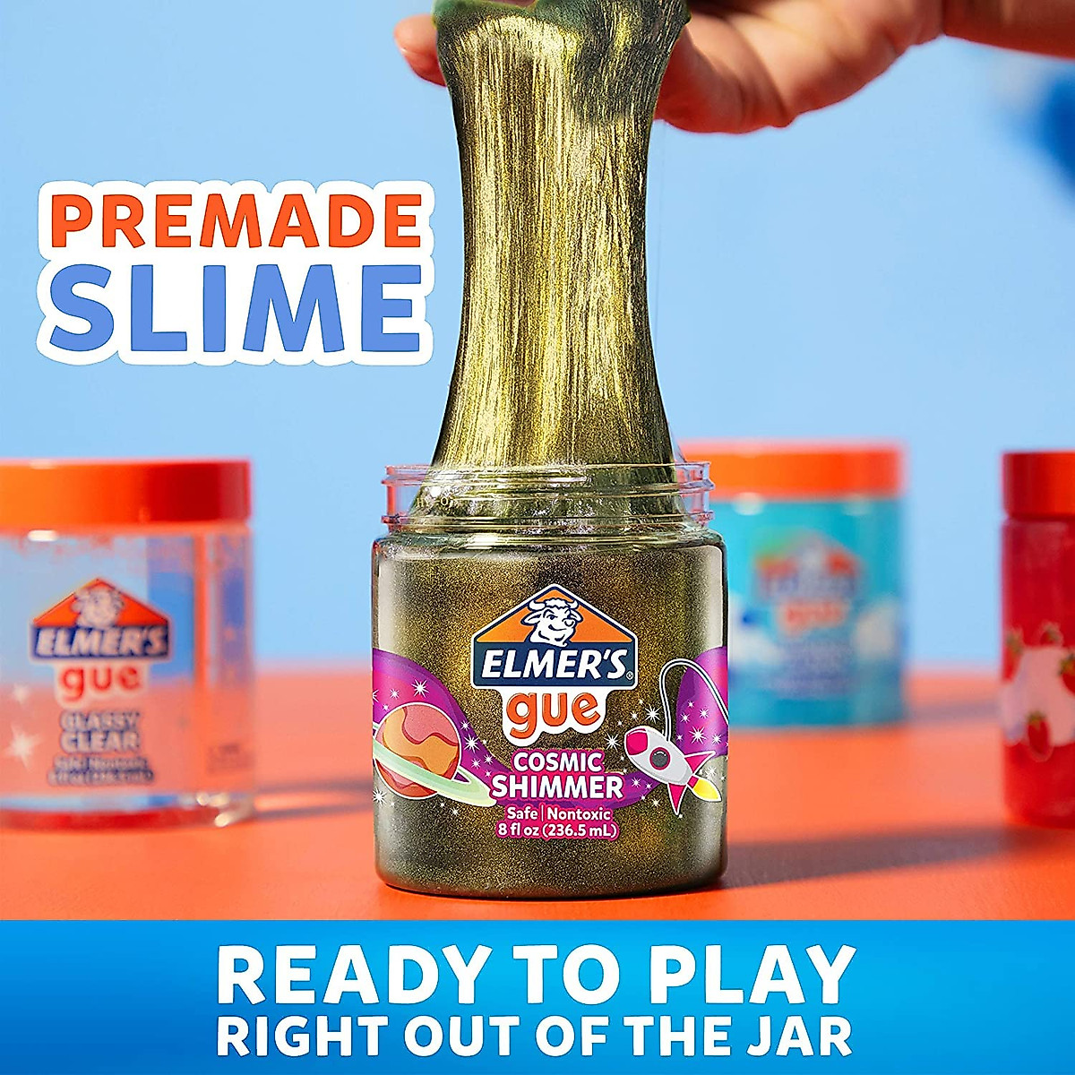 Elmer's Gue Premade Slime, Cosmic Shimmer Glitter Slime, Variety Pack, 3 Count