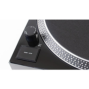 Music Hall US-1 High-Fidelity Belt-Drive Turntable with Built-in Preamp Pre-Mounted Audio Technica Cartridge S-Shaped Tonearm Detachable Headshell for Easy Upgrades is Stylish Glossy Black Finish