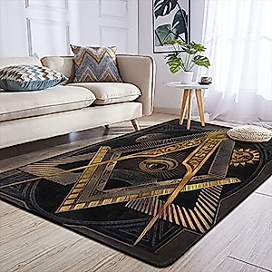 Masonic Freemasonry Meditation for Freedom Cozy Throw Rug Carpet Soft Non-Slip Floor Mat for Bedroom Living Room Office Home Decor 84 X 60 in