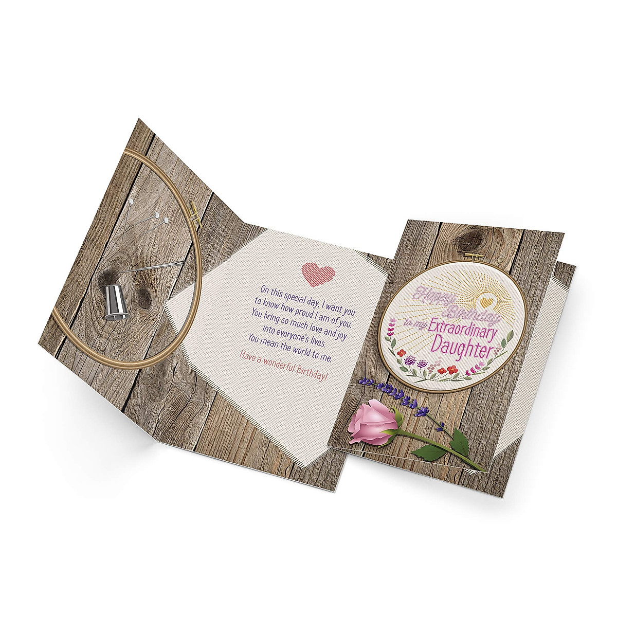 Prime Greetings Happy Birthday Card For Daughter, Made in America, Eco-Friendly, Thick Card Stock with Premium Envelope 5in x 7.75in, Packaged in Protective Mailer