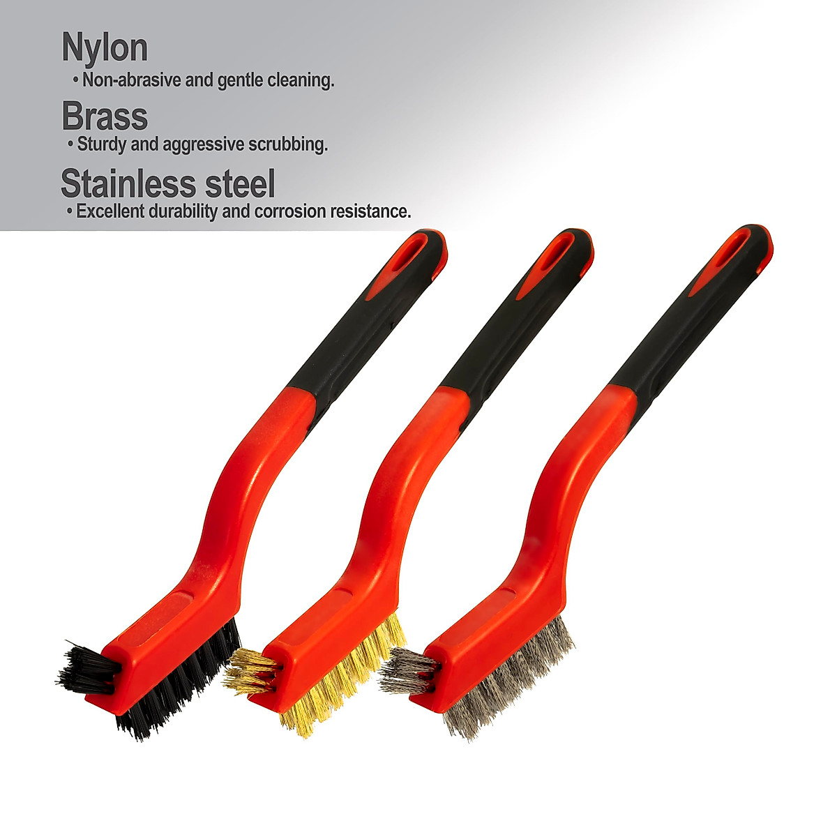 6Pcs Wire Brush Set, Stainless Steel/ Brass/ Nylon Bristle Brushes for Cleaning Rust, Scratch Wire Brushes for Cleaning Welding Slag, Paint and Dirt Removal