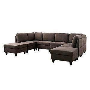 Star Home Living Corp. Isabel Upholstered U-Shape Modular Sectional Sofa, Brown