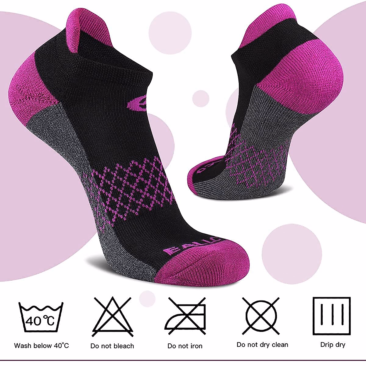 eallco Womens Ankle Socks 6 Pairs Running Athletic Cushioned Sole Socks With Tab