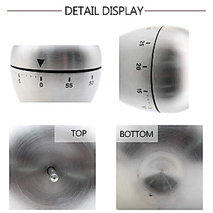 Ranvi Kitchen Timer, Apple-Shaped Stainless Steel Mechanical Rotating Timer, 60 Minutes Cooking