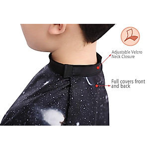 PERFEHAIR Kids Haircut Barber Cape Cover for Hair Cutting,Styling and Shampoo, for Boys - Black Space Printing