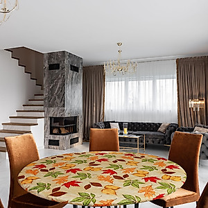 Covers For The Home Deluxe Elastic Edged Flannel Backed Vinyl Fitted Table Cover - Quilted White Pattern - Round Oblong Oval - Fits Tables up to 48" W x 68" L