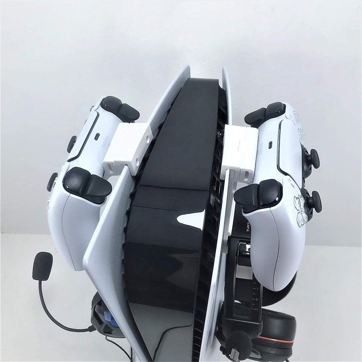 3D Cabin PS5 Controller & Headphone Console Bracket Mount Holder for Play Station 5 Digital Or Disc DualSense (Left & Right Pack) Grey