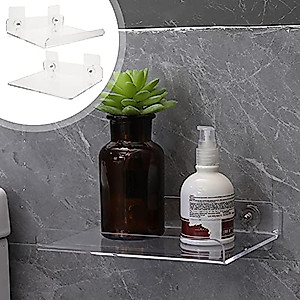 DOITOOL 2Pcs Clear Acrylic Floating Shelf Wall Mount Wall Ledge Shelf Invisible Hanging Storage Shelves Display Organizer Rack for Bookshelf Toys Figure Bathroom Kitchen