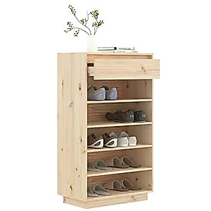 VRAXO Shoe Cabinet 23.6"x13.4"x41.3" Solid Wood Pine,Shoe Racks & Organizers-36.19lbs