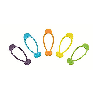 HIC Kitchen Stretch and Twist Silicone Bag Ties, Set of 10 with Storage Bag, Reusable Food Sealing Clips, Secure Chip Clip, Cord Keeper, Freshness Preserver, Kitchen Organizers, Dishwasher Safe