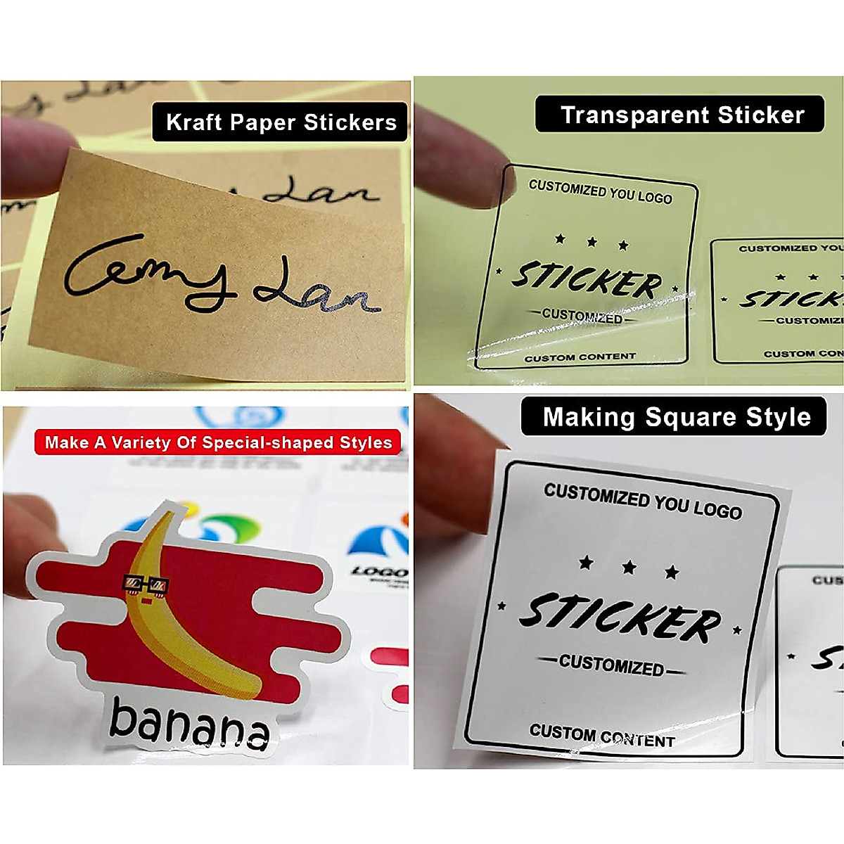 200 Piece Custom Sticker and Customized Logos Wedding Birthday Baptism Stickers Design Your Own Stickers Personalize Stickers (White Artpaper, 1.5" Round)