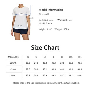 THE GYM PEOPLE Women's Short Sleeve Workout Shirts Breathable Yoga T-Shirts with Side Slits Athletic Tee Tops White