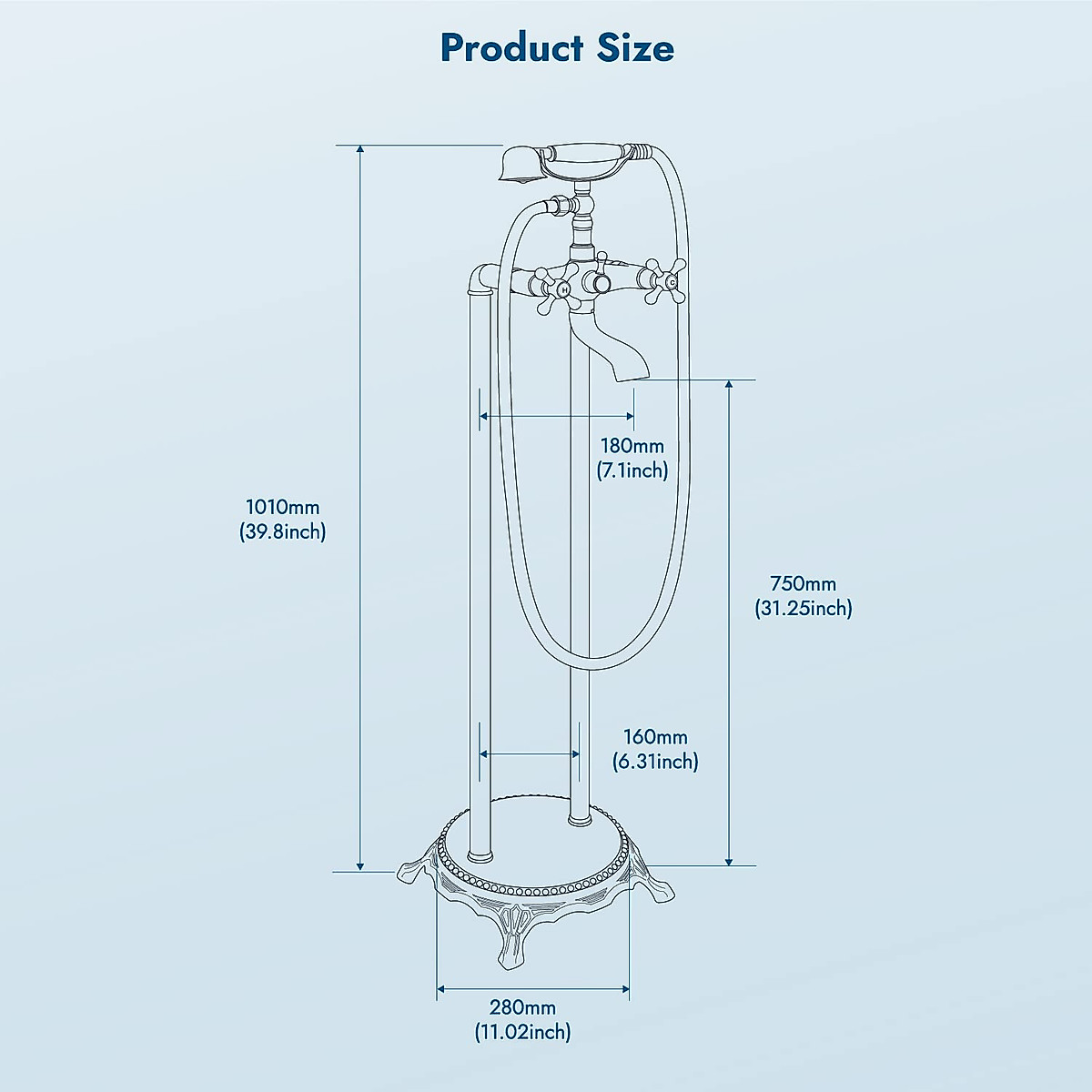 Cinwiny Pot Filler Wall Mount Kitchen Restaurant Sink Faucet Stainless Steel Stretchable Commercial with Brushed Nickel Free standing Bathtub Faucet Floor Mount Tub Filler Double Cross Knobs