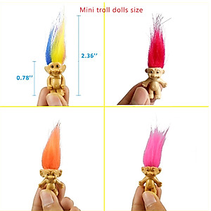 Lucky Mini Troll Dolls PVC Vintage Action Figures Cake Toppers Chromatic Adorable Cute Little Guys Collection, School Project, Arts Crafts, Party Favors (20pack-A)