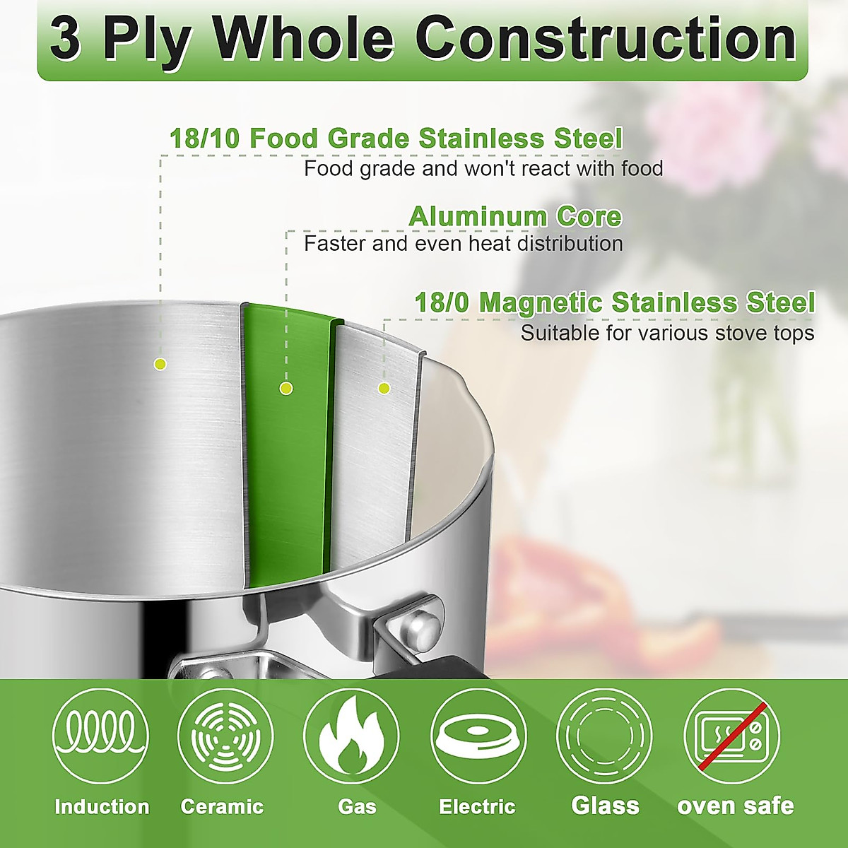 TeamFar 1 Quart Saucepan, Stainless Steel Tri-Ply Small Sauce Milk Pan with Heatproof Handle for Cooking/Boiling/Simmering, For Induction/Gas/Electric, Healthy & Heavy Duty, Dishwasher Safe