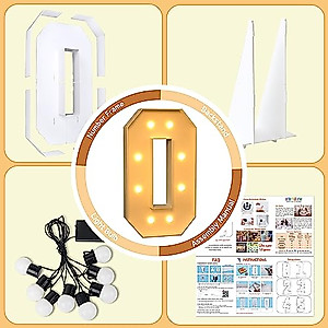 imprsv 3FT Marquee Light Up Numbers, Marquee Numbers for 10th 30th Birthday Decorations Anniversary Party Decor, Mosaic Numbers for Balloons Number 0, Marquee light up letters, Pre-Cut Foam Board Kit