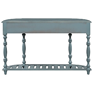 P PURLOVE Retro Circular Curved Console Table Sofa Table Entryway Table with 4 Drawers and Bottom Shelf for Entryway Hallway Ancent Style Sideboard Table with Storage