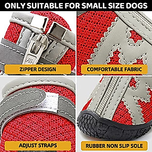 AOKOWN Dog Shoes Small Size Dogs, Waterproof Dog Shoes for Hot Pavement, Puppy Dog Boots & Paw Protectors, Dog Booties for Medium Dogs for Hardwood Floors Anti Slip 4PCS