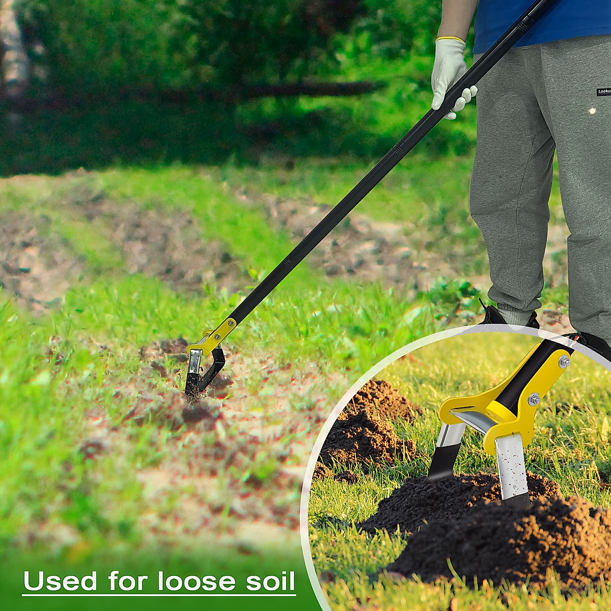 VERNILLA Adjustable Hula Hoe Garden Tool 5.25FT Long Handle Action Hoe Weeding Loop Stirrup Hoe for Weeding and Loosening Soil