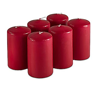 SPAAS Set of 6 Red Pillar Candles - 2.3x4 Inch Unscented Pillar Candles | Decorative Red Pillar Candles for Home Décor, Power Outage Emergency, Memorial, Vigil Ceremony, Weddings, and Parties