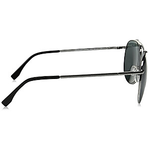 Lacoste Men's L177S Aviator Sunglasses, Gunmetal/Grey Polarized, 59 mm