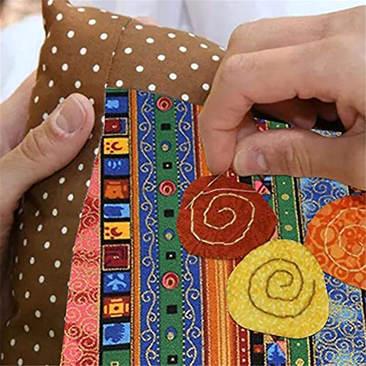 LKJYBG 5pcs 10x8in Cotton Craft Fabric Bundle Squares,Colored Printing Fabrics Ethnic Style Pattern Striped Bronzing Handmade Patchwork Set for DIY Sewing Patterns Craft Hats Clothes Cushions