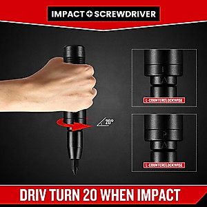 Upenjok 1/2" Manual Hand Impact Driver Set Extractor, 10 PCS Impact Screwdriver, S2 Steel Much More Durable, Disengage Rusted Fasteners or Frozen Bolts