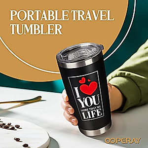 Gifts for Him, I LOVE YOU Tumbler 20oz, Anniversary Valentines Day Birthday Gifts for Husband from Wife, Insulated Travel Tumbler for Men, Boyfriend