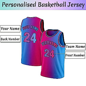 Custom Basketball Jersey Team Name Number Personalized Practice Shirt for Men Youth Kids Boys College University, S~4XL