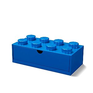 ROOM Copenhagen Lego Storage Brick 8 Desk Drawer, 8-Stud Stackable Tabletop Storage Box, 12.4 x 6.2 x 4.4 in, Bright Blue