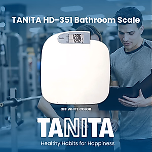 Tanita HD-351 Japan Technology Digital Bathroom Weight Scale- 440 lbs Capacity - Accurate & Precise with 5 Multi-User Convenience, Previous & Current Weight Memory - 2" Easy to Read Large Display