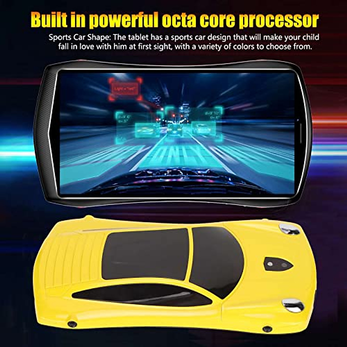 7 Inch Kids Tablet, 2G RAM 32G ROM Sports Car Shape Octa Core Processor 5G WiFi Dual Band Children Tablet for Travel for Home (US Plug)