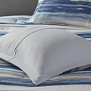 Madison Park Marina Comforter Quilt Combo Set - Modern Luxury Design, All Season Down Alternative Bedding, Matching Shams, Decorative Pillows, King/Cal King(104"x92") Seersucker Blue 8 Piece