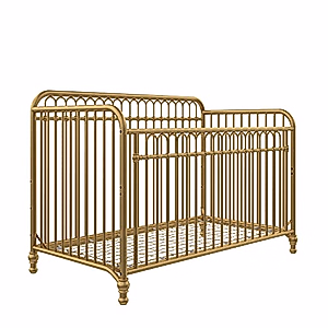 Little Seeds Raven 3-in-1 Convertible Metal Crib, JMPA Certified, Gold