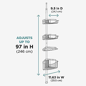 Zenna Home, Satin Nickel Tension Corner Pole Caddy