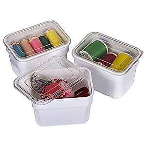 ArtBin 6970AG Bins with Lids 3-Pack, [3] Small Art & Craft Organizer Boxes, White with Clear Lids