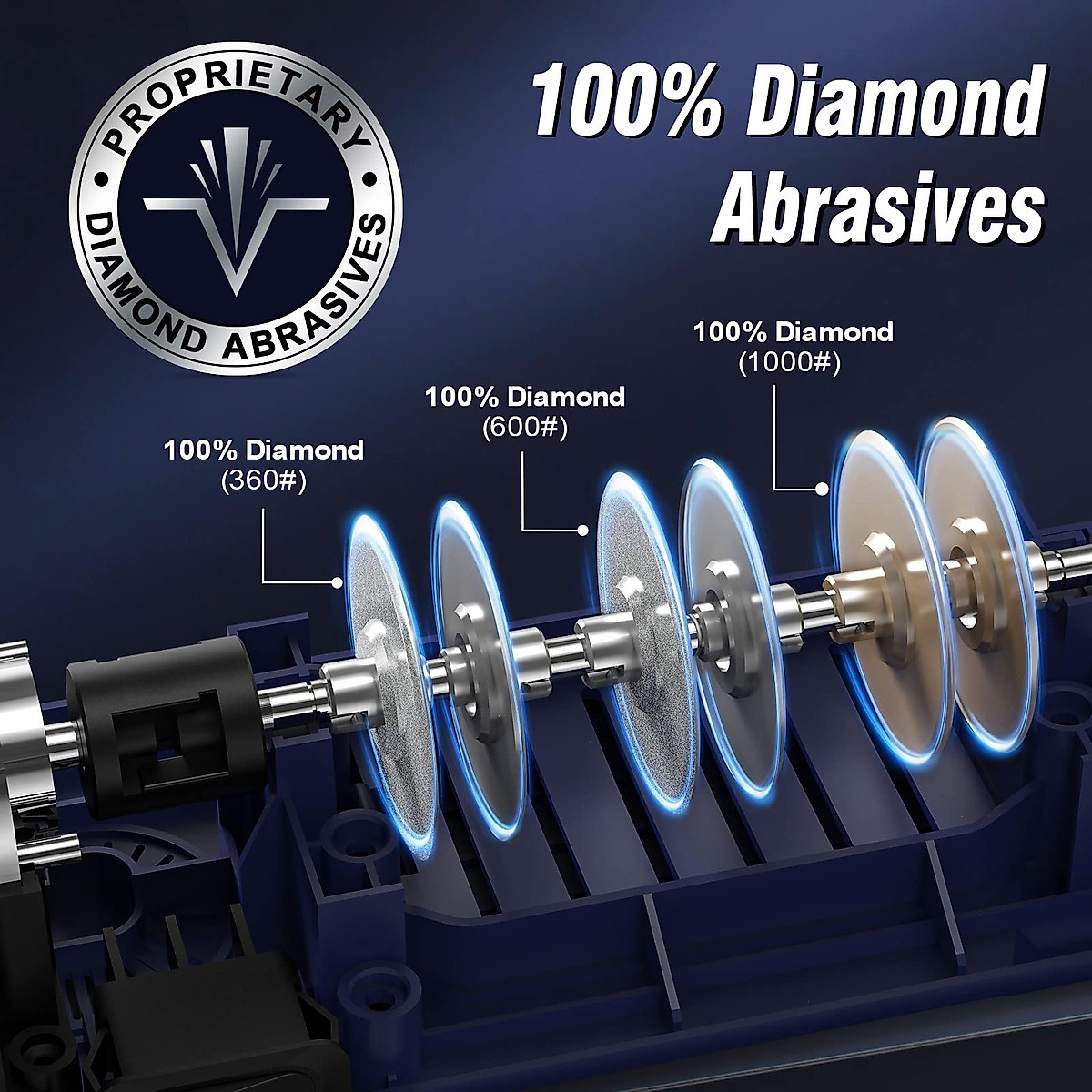 Homly Professional Electric Knife Sharpeners for Kitchen Knives with Diamond Abrasives and Precision Angle Guides, Multifunctional 3-Stage Slots, Applicable to Straight Knife and Ceramic Knife