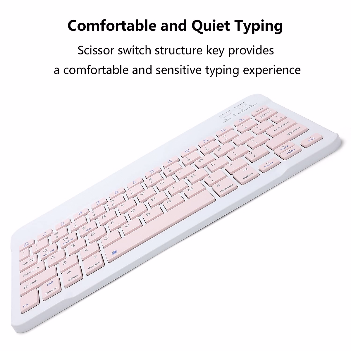 Rechargeable Bluetooth Keyboard and Mouse Combo Ultra-Slim Portable Compact Wireless Mouse Keyboard Set for Android Windows Tablet Cell Phone iPhone iPad Pro Air Mini, iPad OS/iOS 13 and Above (Pink)