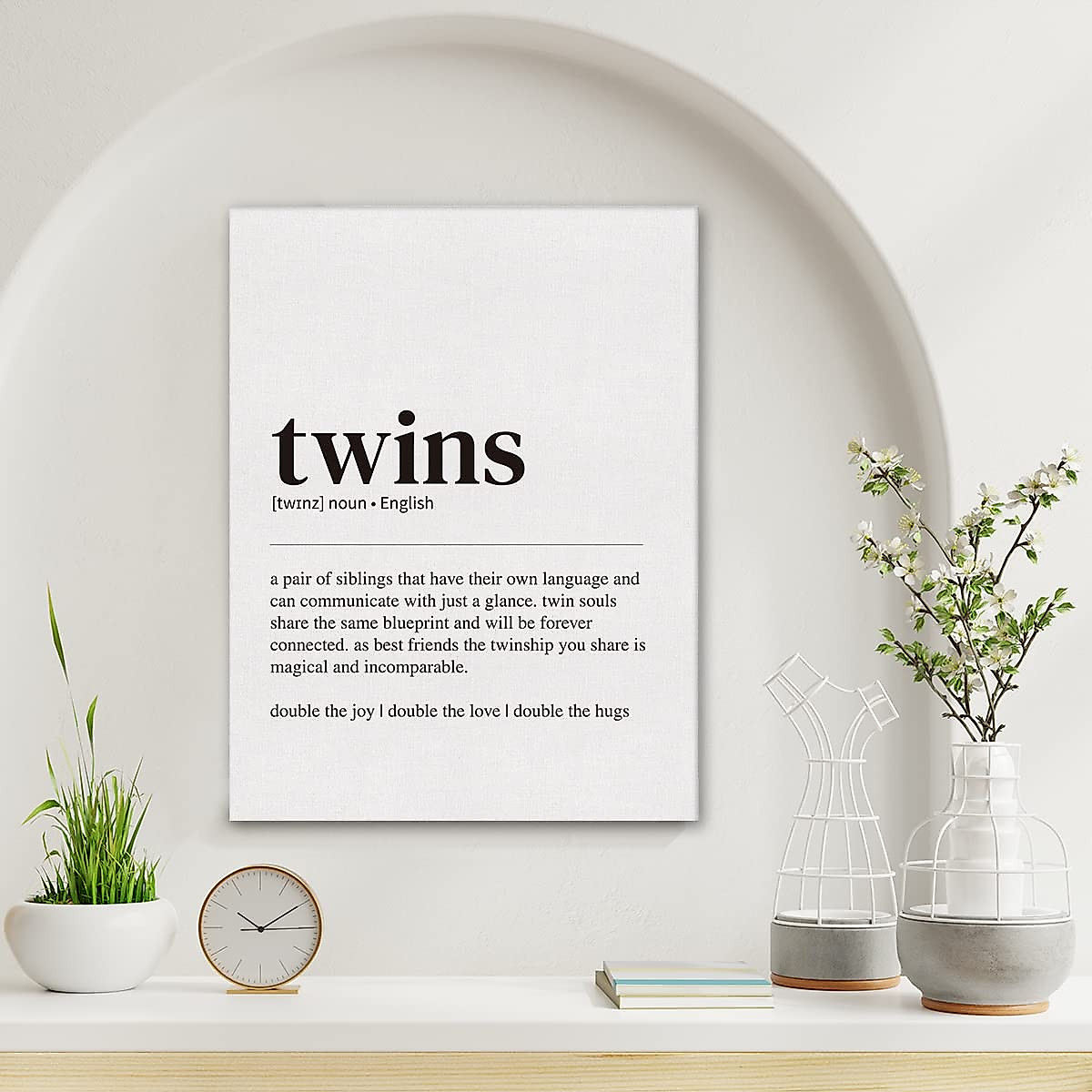 Twins Definition a Pair of Siblings Canvas Wall Art Poster Print Gift, Twin Nursery Painting Ready to Hang Home Decor (11.5" x 15")