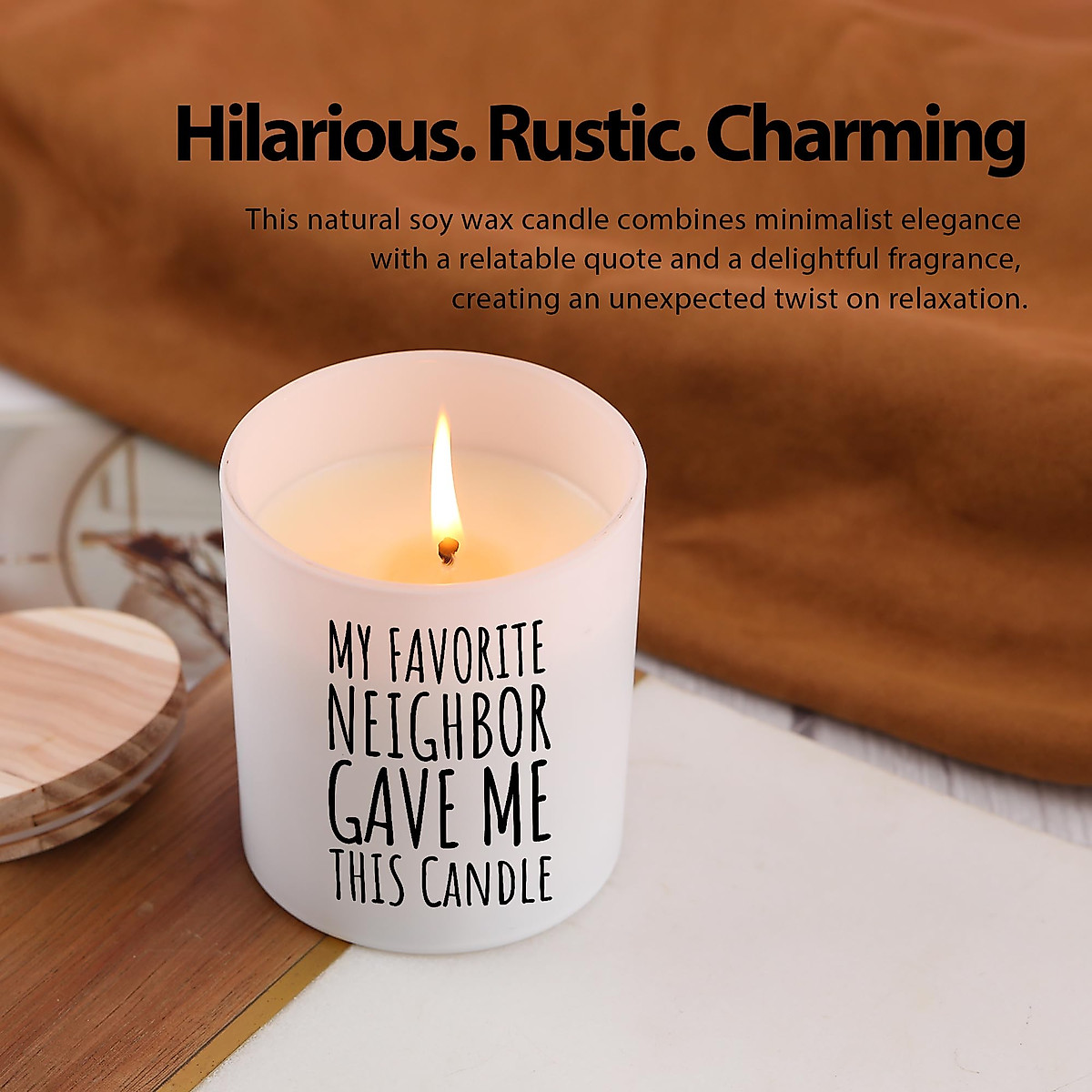 Loovelo My Favorite Neighbor Gave Me This Candle Neighbor Gifts Scented Candles for Home Office Housewarming Moving Out Gifts Jar Candles Sage Floral Lavender Scent Soy Wax Candles 9.5 oz