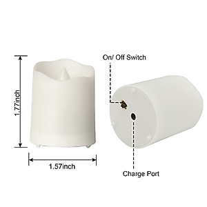 Rechargeable Flameless Votive Candles with Timer & Remote, 12pcs Flickering LED Tea Lights Candles with 2 USB Charging Cables, Warm White Light Electric Fake Candle for Home, Christmas Festival Decor