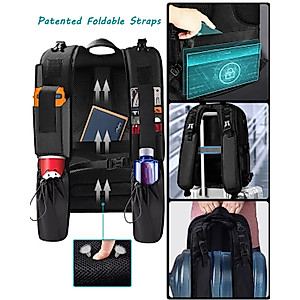 ZINZ Slim Expandable 15.6 inch Versatile Travel Laptop Backpack with Patented Foldable Shoulder Pockets and USB, Anti-Theft Business Backpack for School/Work/Hiking/Camping for Men Women,Black